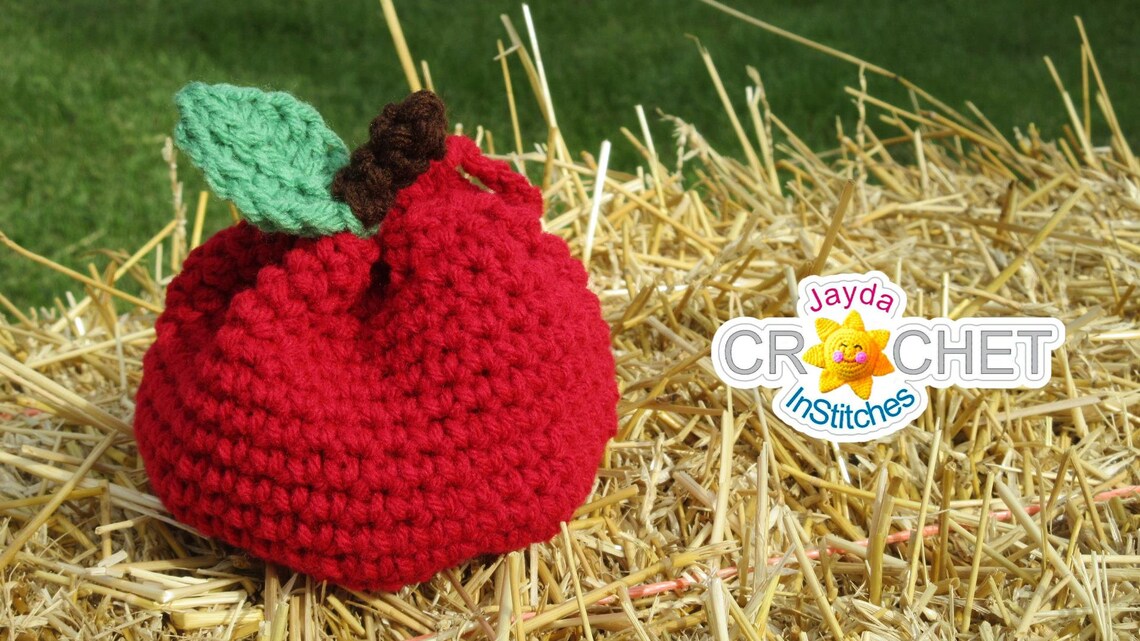 Crochet Apple Drawstring Sack PDF PATTERN Easy Drawstring - Etsy