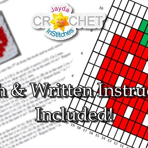 Strawberry Graph Crochet PATTERN PDF - Fair Isle Style PLUS Series ...