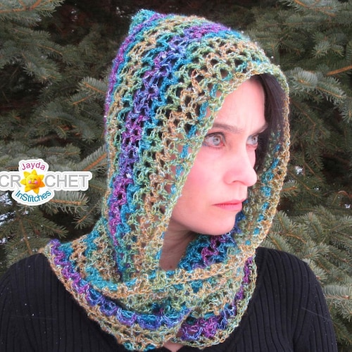 Luxe Hooded Scarf Crochet PATTERN PDF Jayda Institches - Etsy
