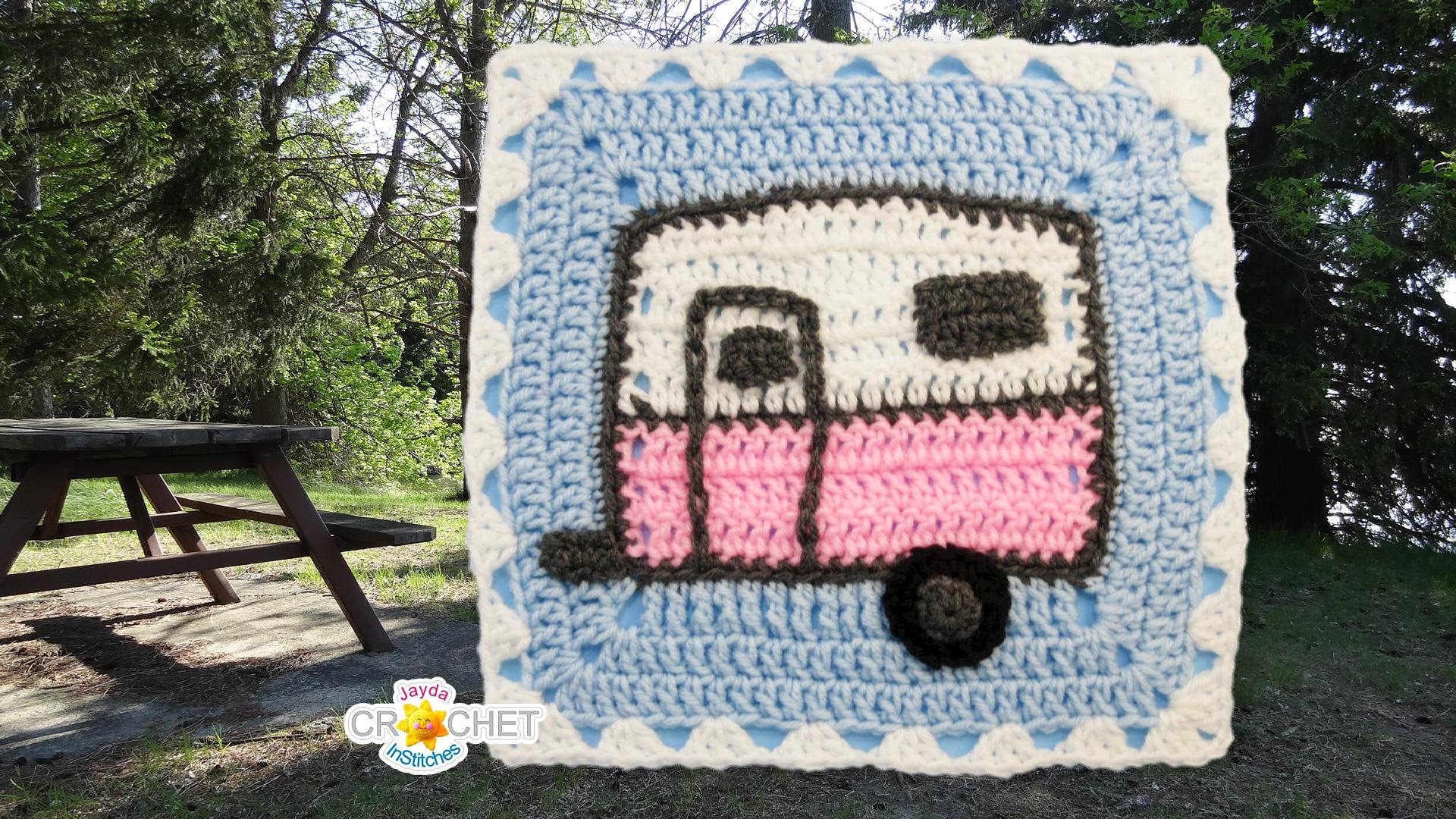 Vintage Travel Camper Trailer Square Motif CROCHET PATTERN - Etsy UK