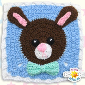 Crochet Bunny Rabbit Square Motif - PDF Pattern - 11.5 Inch Square ...