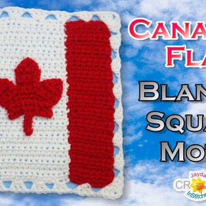 Canada Flag Square Motif - PDF Crochet Pattern - 11.5 Inch Square ...