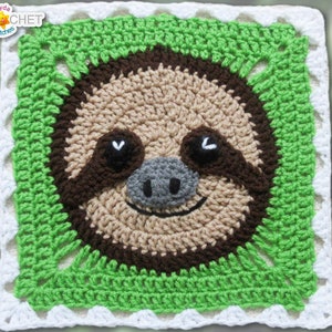 Crochet Sloth Square PATTERN PDF - 11.5" Fancy Granny Motif - Jungle ...