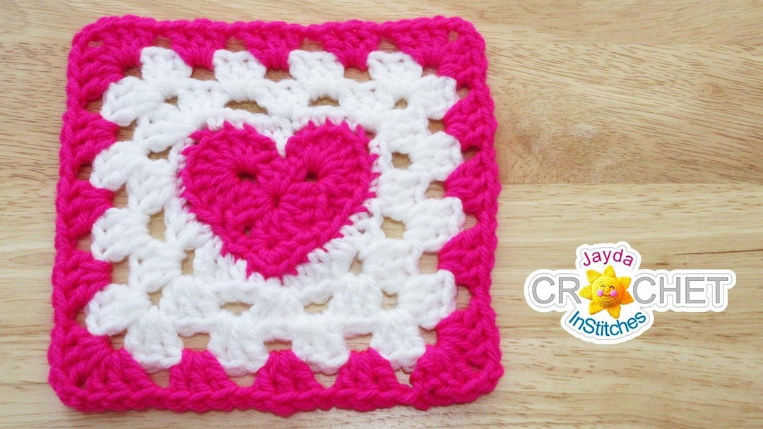 Heart at the Centre Granny Square - Crochet PATTERN PDF- 6 Inch Square ...