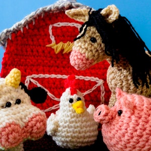 8 Crochet Patterns E-book Farm Friends Play Set Barn Carrying Case ...