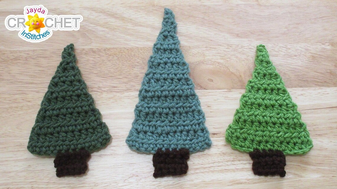 Trees Applique evergreen Crochet PATTERN PDF 2 Sizes | Etsy