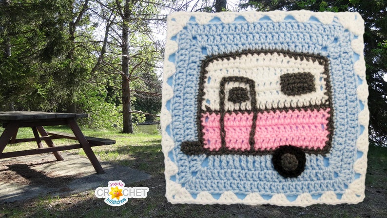 Vintage Travel Camper Trailer Square Motif CROCHET PATTERN - Etsy UK