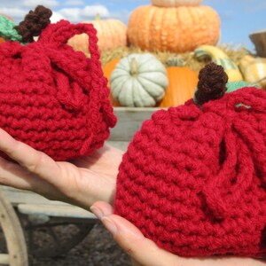 Crochet Apple Drawstring Sack PDF PATTERN - Easy Drawstring Bag, Pouch ...