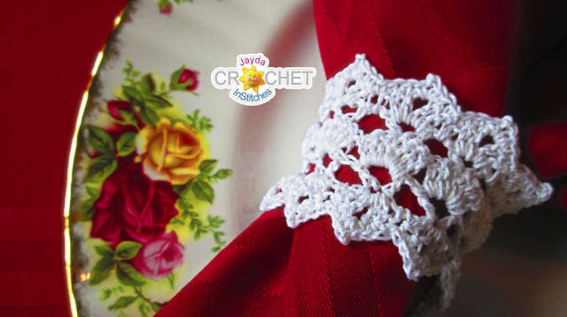 Festive Lace Napkin Ring Crochet PATTERN PDF Thanksgiving | Etsy