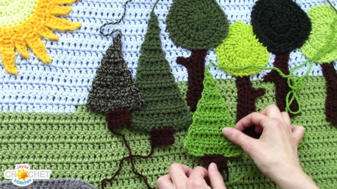Trees Applique (evergreen) - Crochet PATTERN PDF - 2 Sizes Included ...