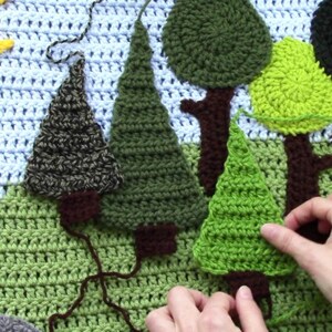Trees Applique (evergreen) - Crochet PATTERN PDF - 2 Sizes Included ...