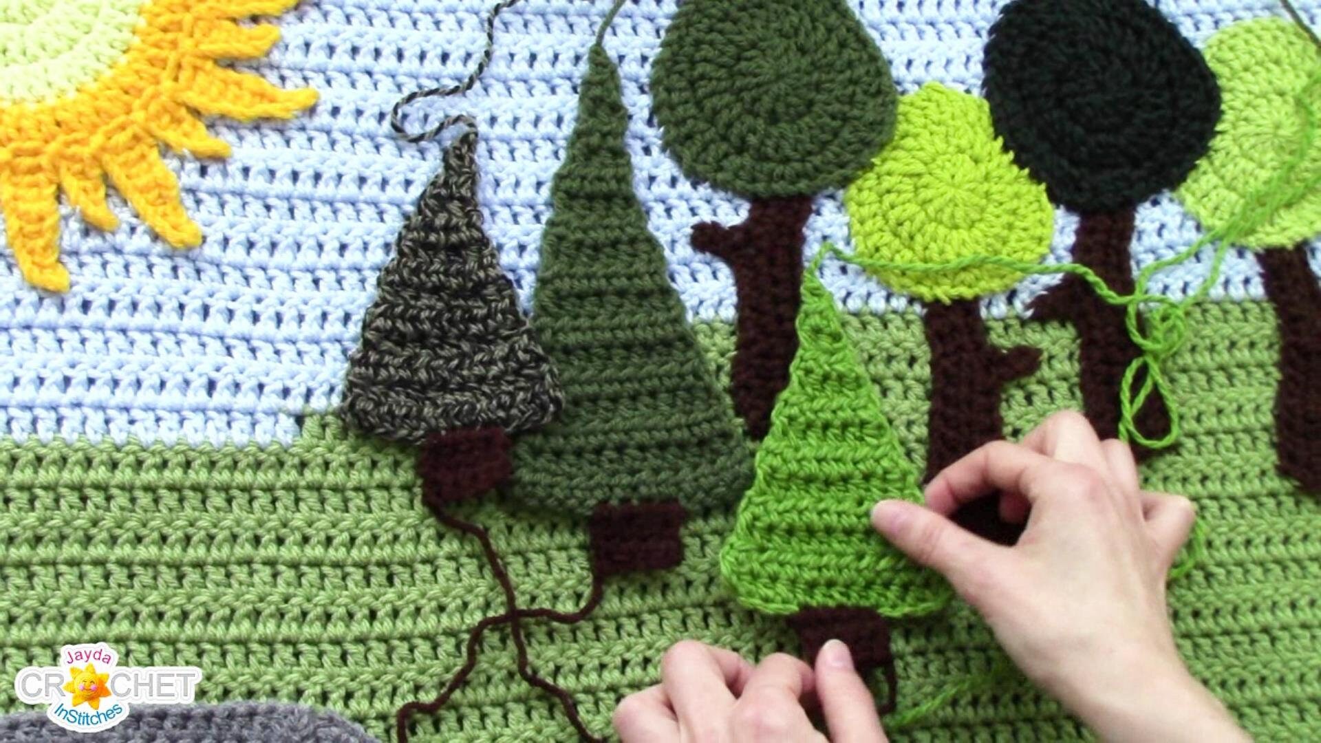 Trees Applique evergreen Crochet PATTERN PDF 2 Sizes - Etsy Canada