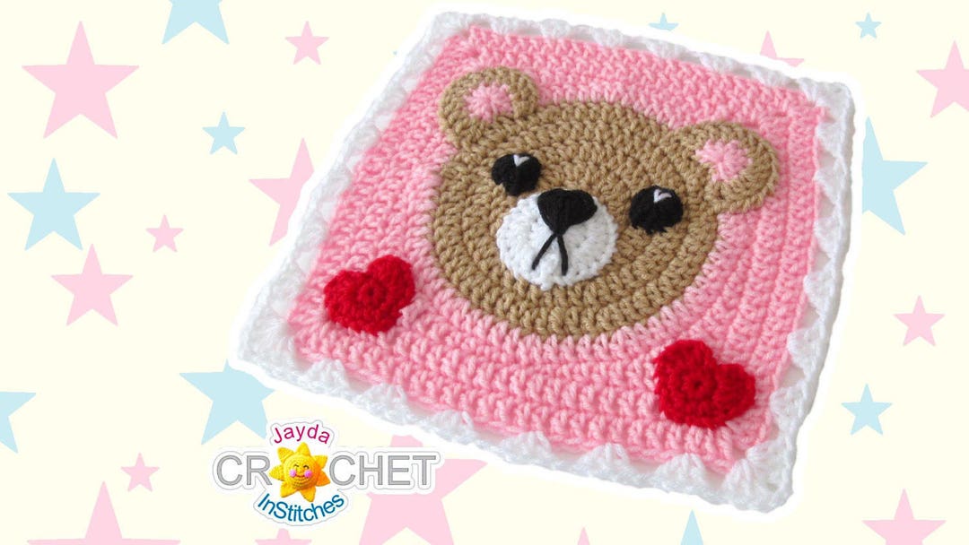 Crochet Teddy Bear Square Motif - PDF Pattern - 11.5 Inch Square ...