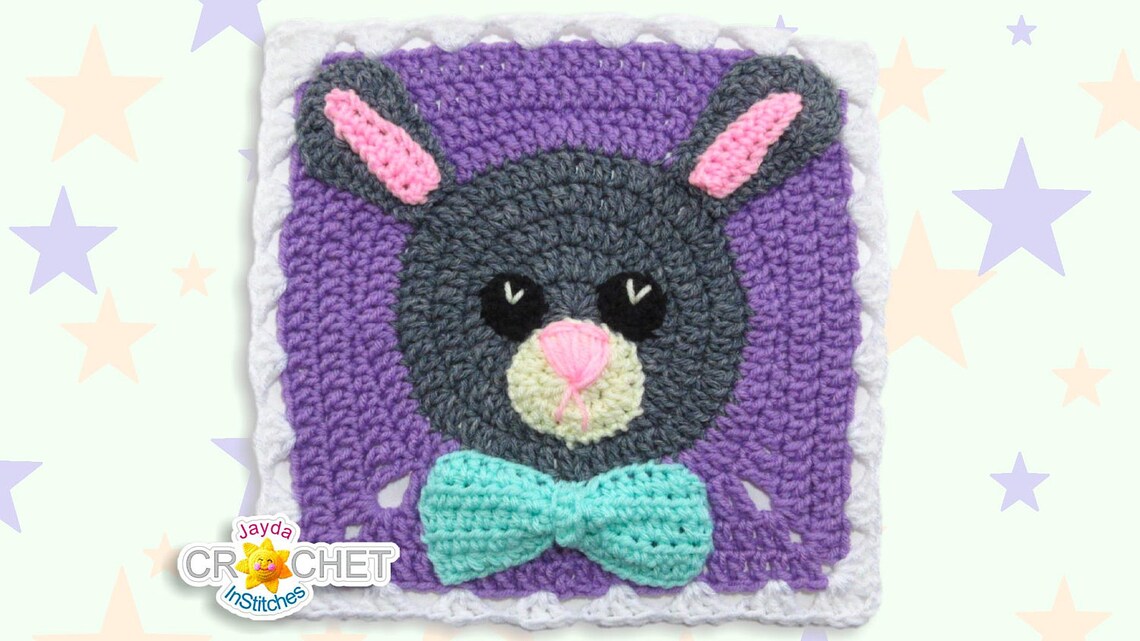 Crochet Bunny Rabbit Square Motif PDF Pattern 11.5 Inch - Etsy