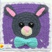 Crochet Bunny Rabbit Square Motif - PDF Pattern - 11.5 Inch Square ...