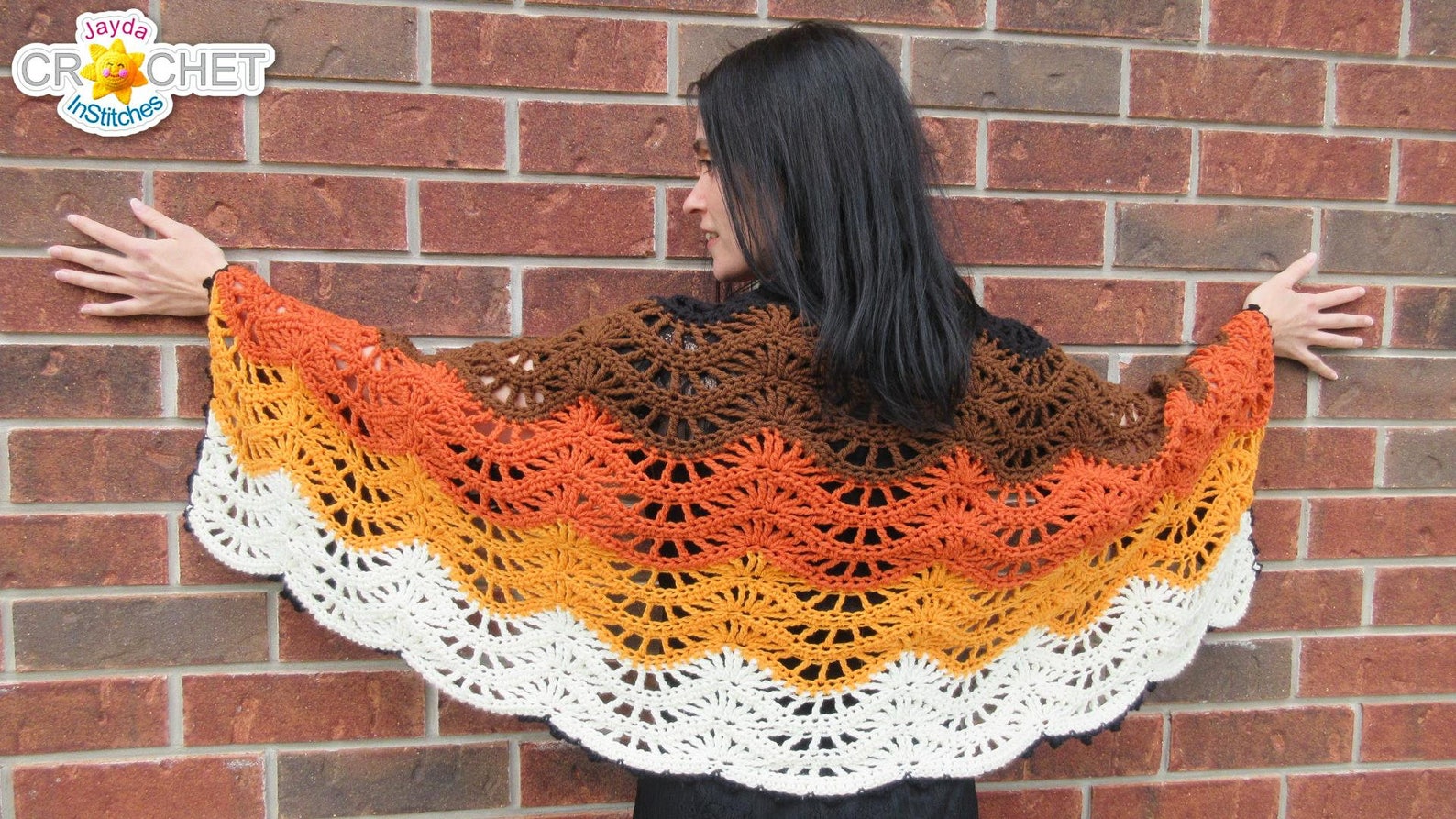 Autumn Moon Wrap - Crochet PDF PATTERN - Blanket Scarf, Feather & Fan ...
