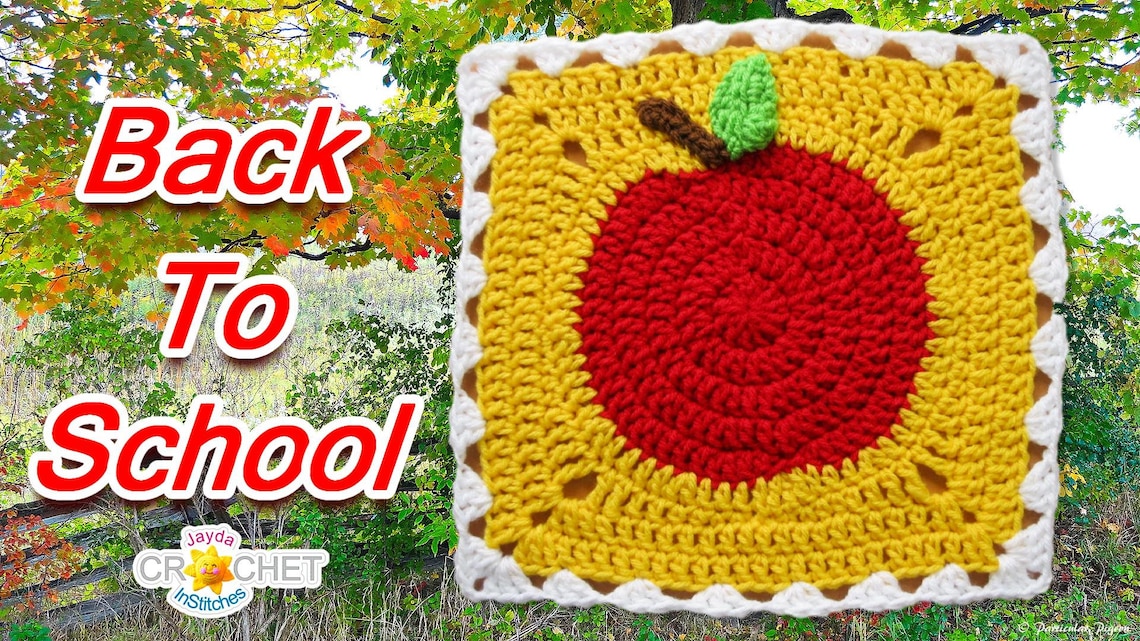 Crochet Apple Square PDF PATTERN - September Calendar Blanket - 11.5 ...