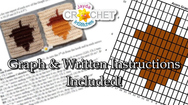 Acorn Graph Crochet PATTERN PDF - Fair Isle Style PLUS Series - Jayda ...