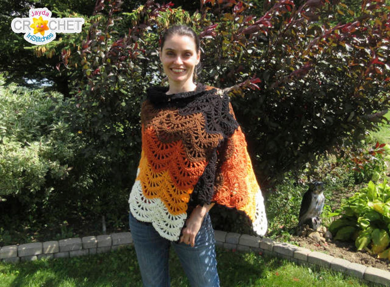 Autumn Moon Wrap - Crochet PDF PATTERN - Blanket Scarf, Feather & Fan ...