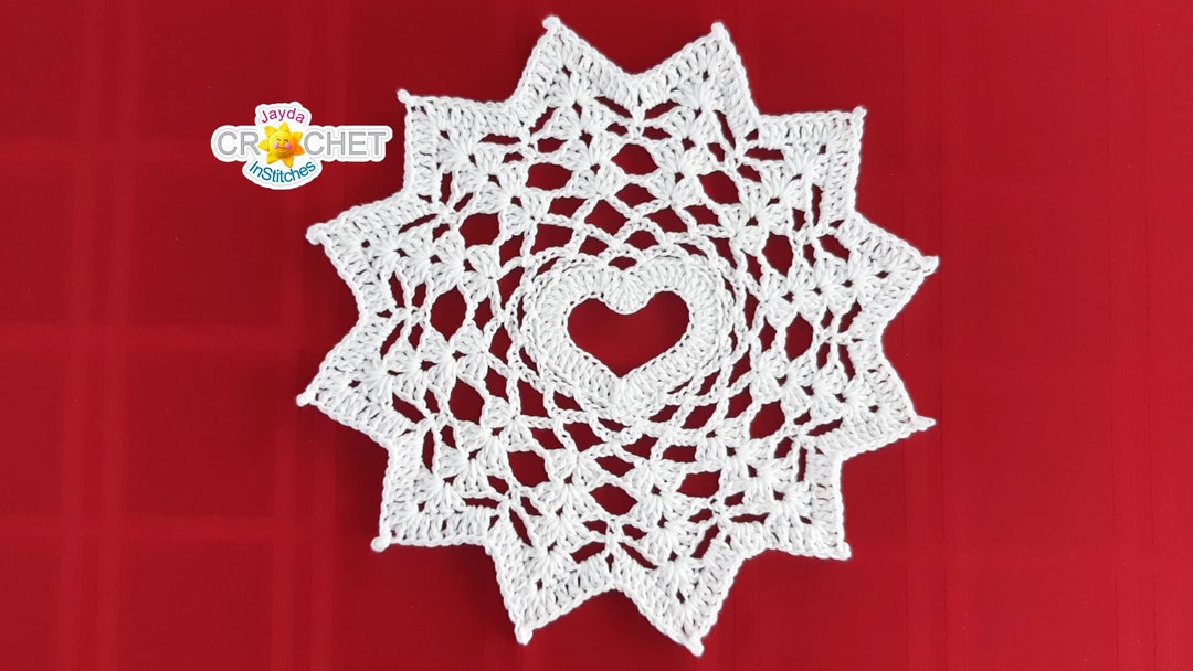 Heart at the Centre Doily Crochet PATTERN PDF - Valentine's Day - Jayda ...
