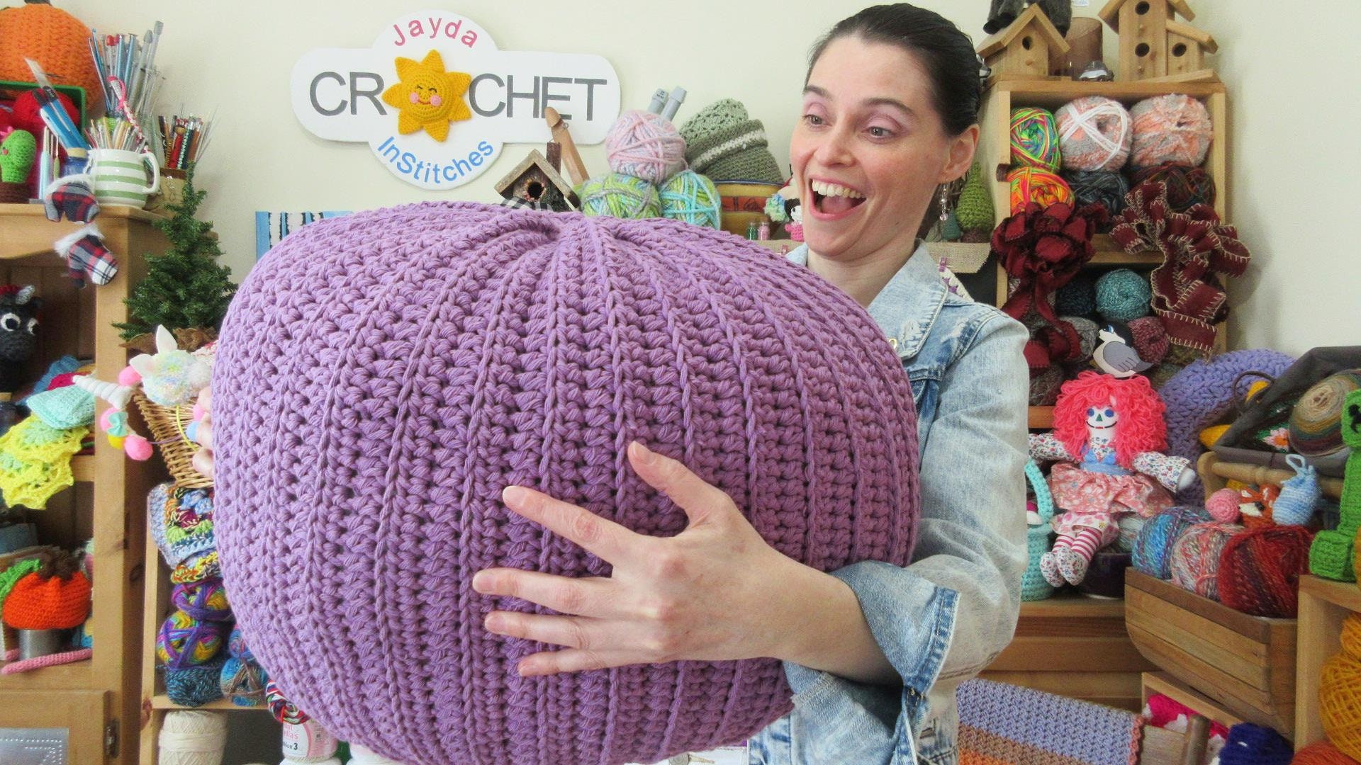 Floor Pouf Crochet PATTERN PDF - Ottoman, Foot Stool, Floor Cushion ...