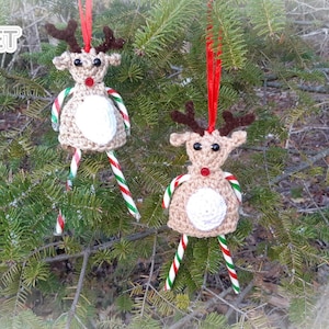 Reindeer Candy Cane Holder Crochet PATTERN PDF - Tree Ornament ...
