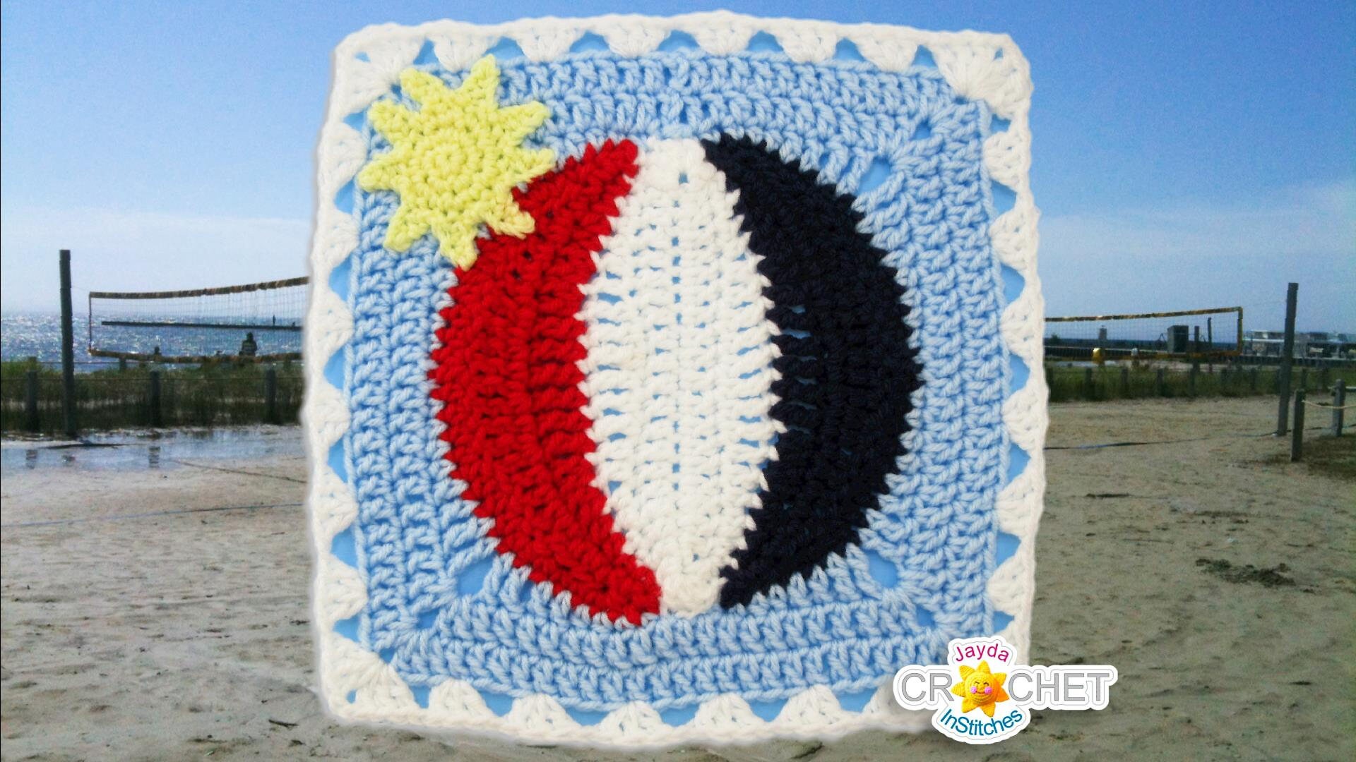 Beach Ball Crochet Square Motif PDF Pattern July Calendar - Etsy