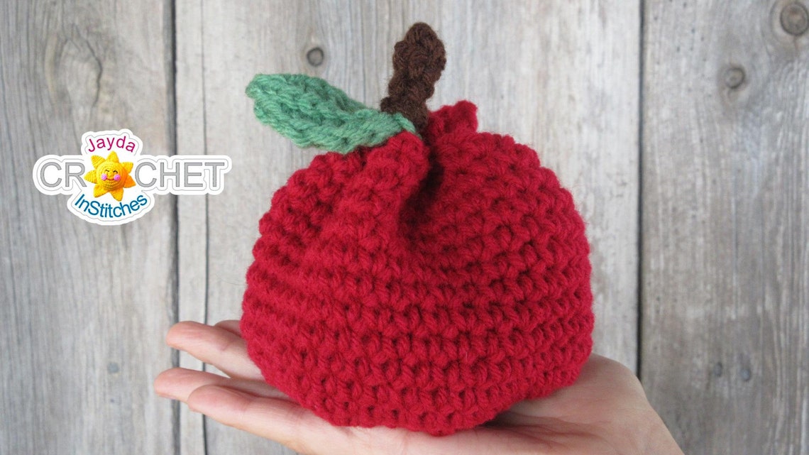 Crochet Apple Drawstring Sack PDF PATTERN - Easy Drawstring Bag, Pouch ...
