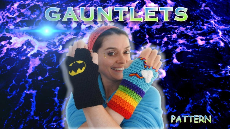 Crochet Superhero Gauntlets PATTERN PDF - Fingerless Gloves, Costume ...