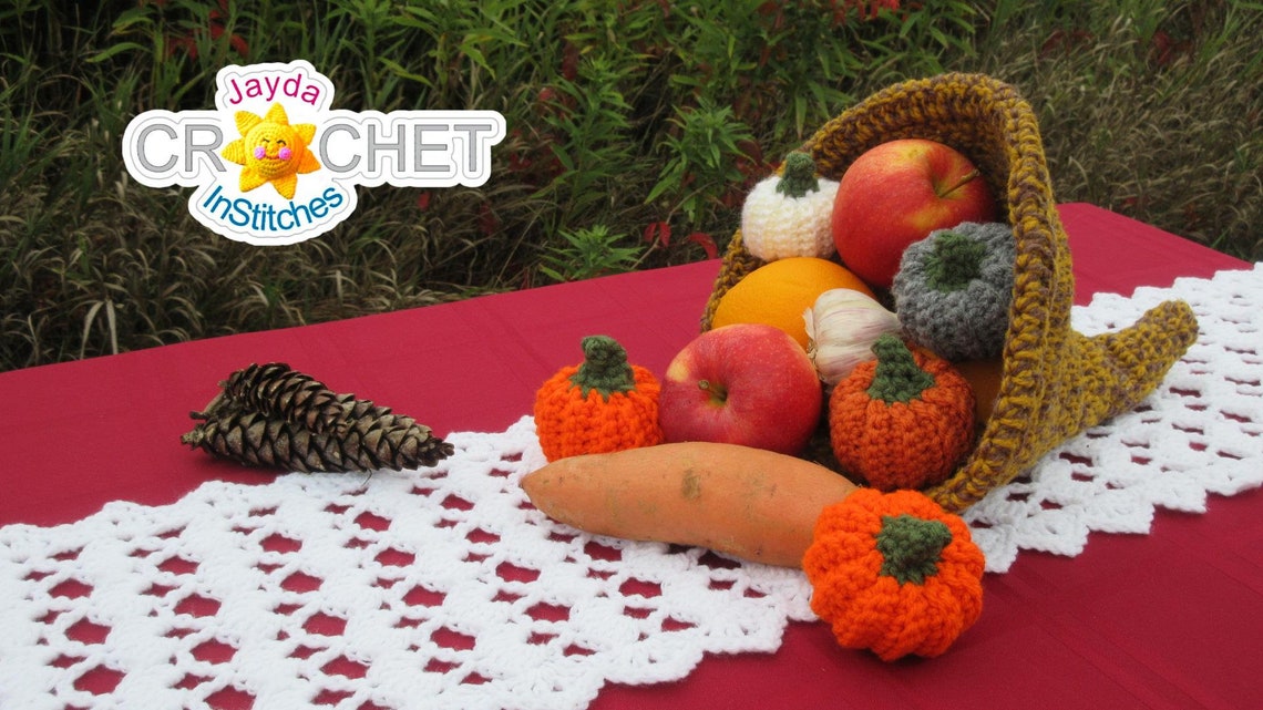 Cornucopia Crochet PATTERN PDF - Horn of Plenty Basket, Thanksgiving ...