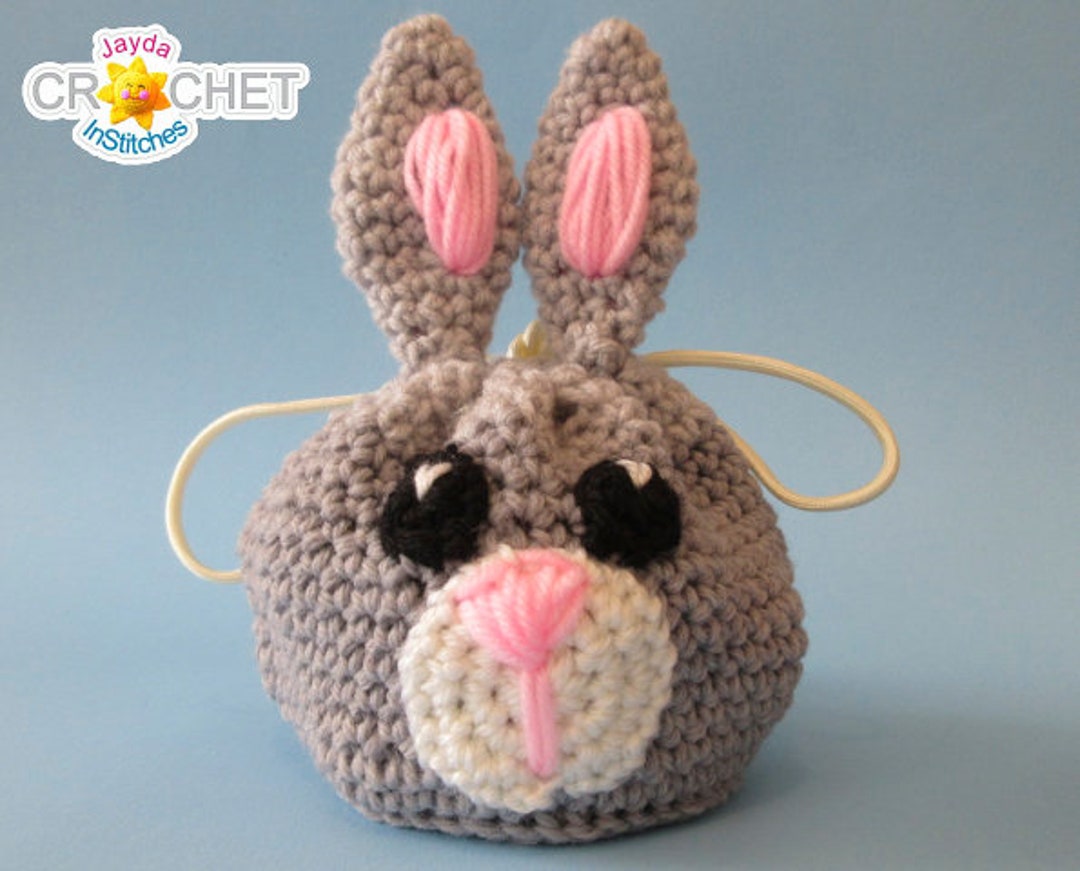 Crochet Bunny Rabbit Drawstring Bag / Sack PATTERN PDF - Treat Bag ...