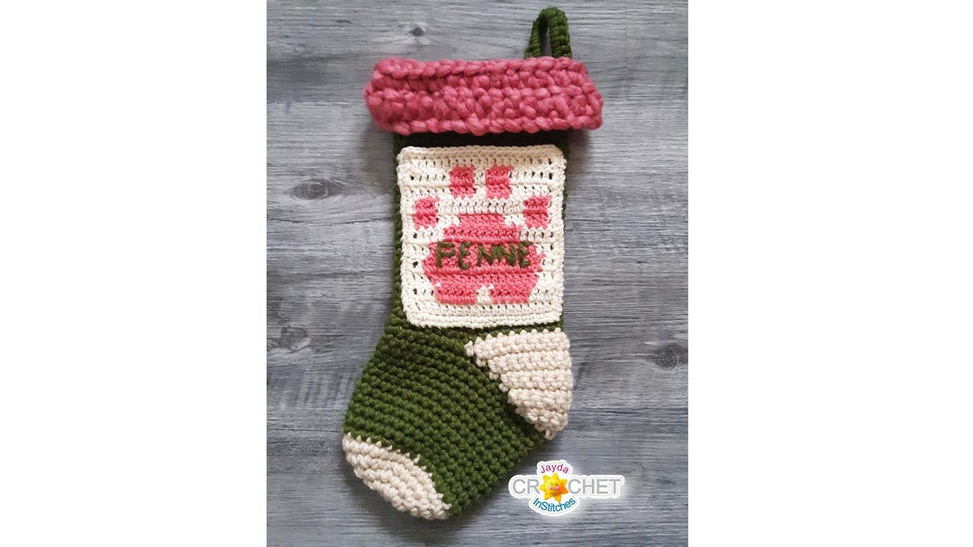 Pet Christmas Stocking Crochet PATTERN PDF - Paw Print Treat Pocket ...