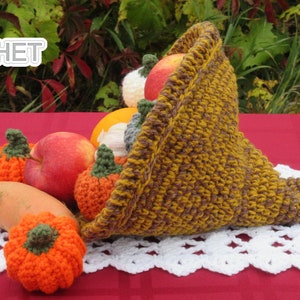 Cornucopia Crochet PATTERN PDF - Horn of Plenty Basket, Thanksgiving ...