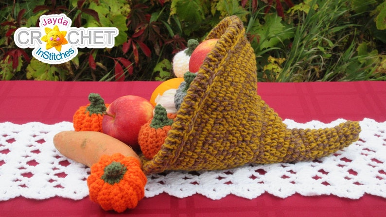 Cornucopia Crochet PATTERN PDF - Horn of Plenty Basket, Thanksgiving ...
