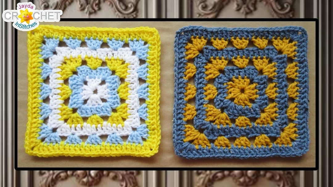 Framed Granny 8" Granny Square Crochet PATTERN PDF - May - Striped ...