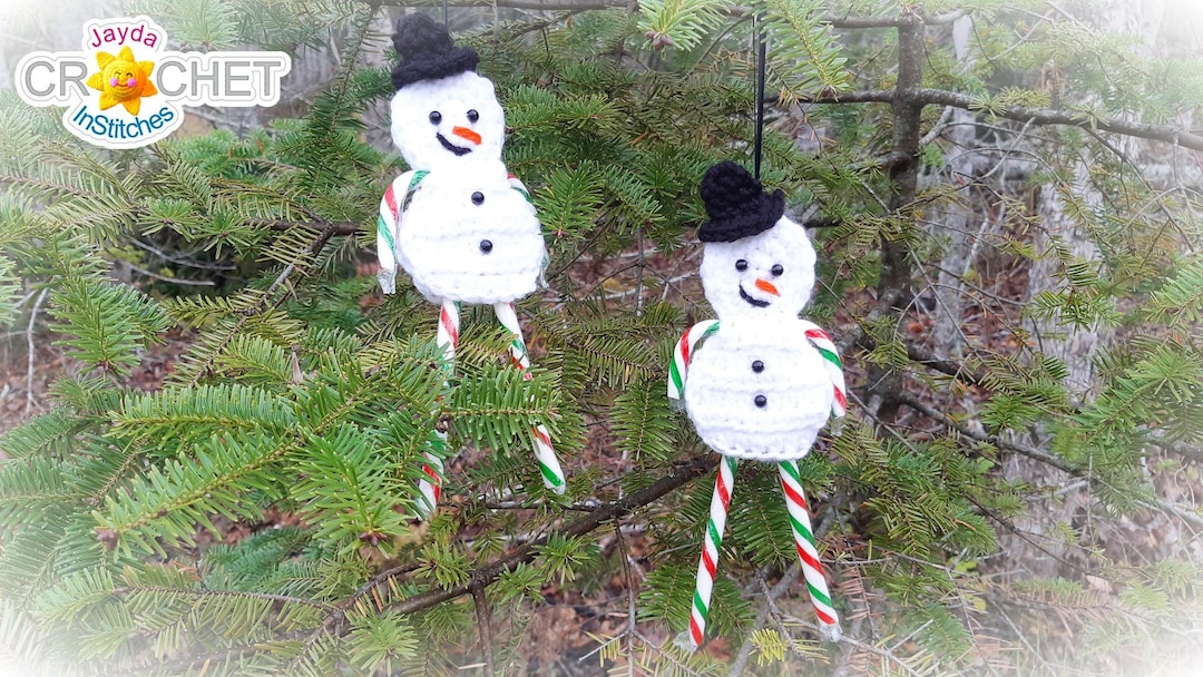 Snowman Candy Cane Holder Crochet PATTERN PDF - Tree Ornament ...