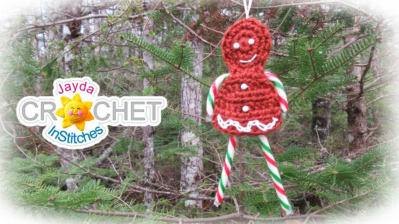 Gingerbread Man Candy Cane Holder Crochet PATTERN PDF - Tree Ornament ...
