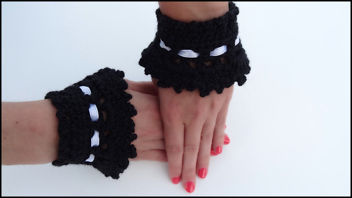 Crochet Victorian Lace Cuff Pattern - Lolita, Goth, Mori, Yama, Fairy ...