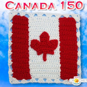 Canada Flag Square Motif - PDF Crochet Pattern - 11.5 Inch Square ...