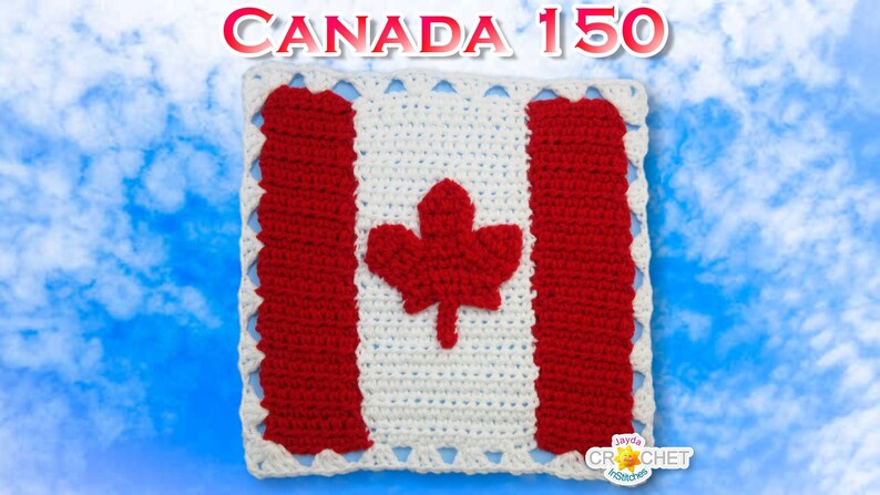 Canada Flag Square Motif - PDF Crochet Pattern - 11.5 Inch Square ...
