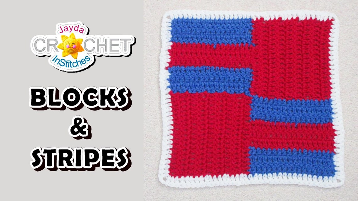 Blocks & Stripes Square Crochet PATTERN PDF - Patchwork Quilt-style ...