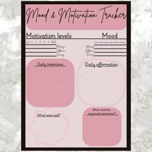 Motivation & Mood Tracker Affirmation Planner Digital Download - Etsy