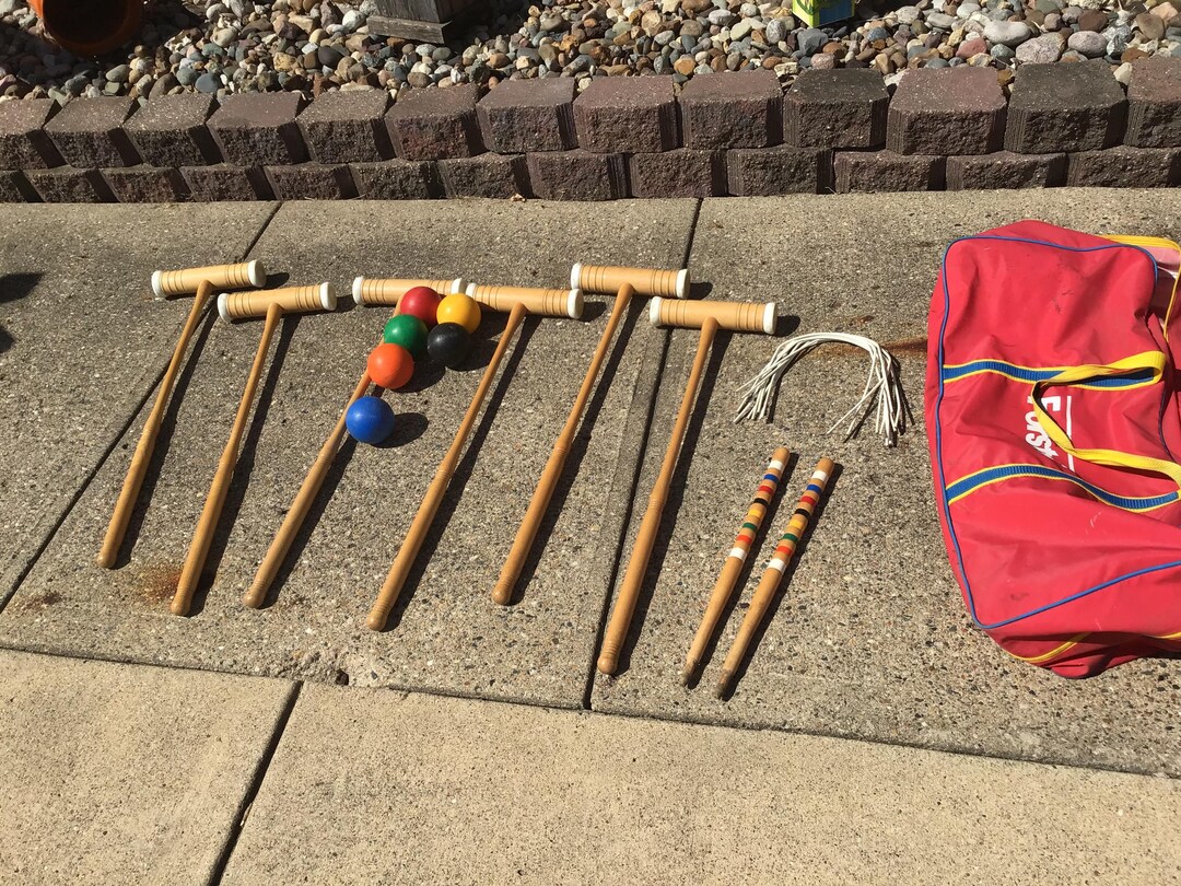 Vintage FORSTER Complete CROQUET Set With Carrier Bag ~ Extra Long ...