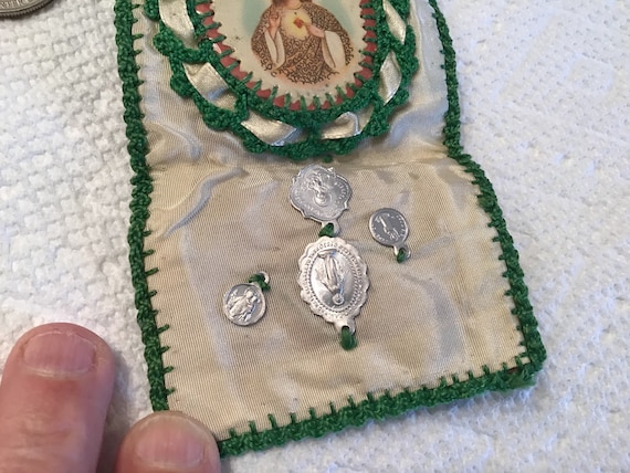 Vintage Sacred Heart Medals Crucifix Oratory Pocket L… - Gem