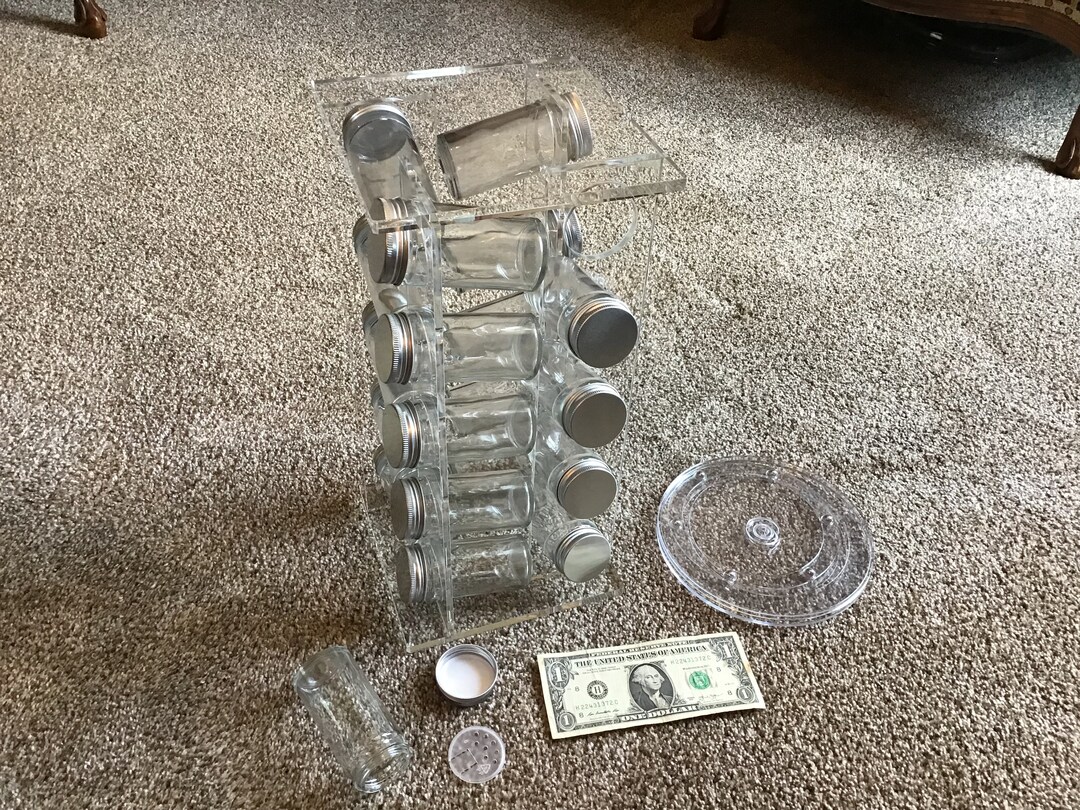 Vintage 20 Glass Bottle Acrylic Spinning Lazy Susan SPICE Holder ...