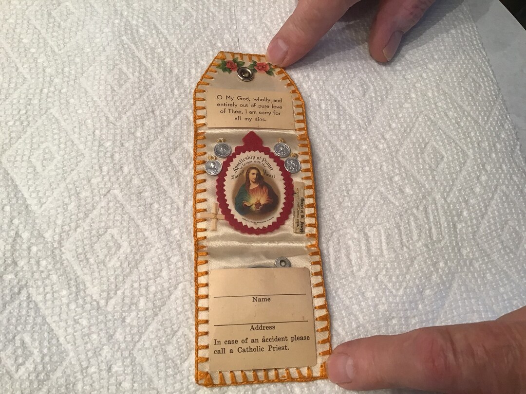 Vintage St. Anne Medal 4 Tiny Medals Sacred Heart Pocket Prayer ...