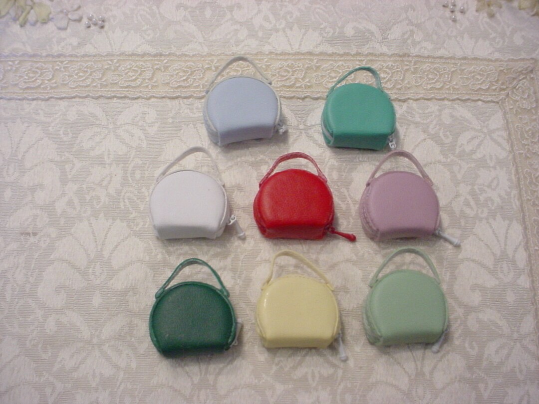 ONE ~ Tiny Leather Zippered Doll Purse Handbag Hand Bag Suitcase Suit ...