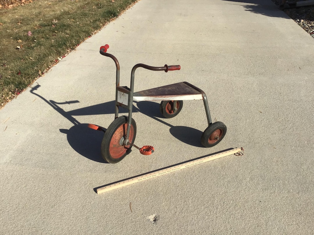 Antique ANGELES Steel Tricycle 12” Front Wheel Original ~ Works ~ Very ...