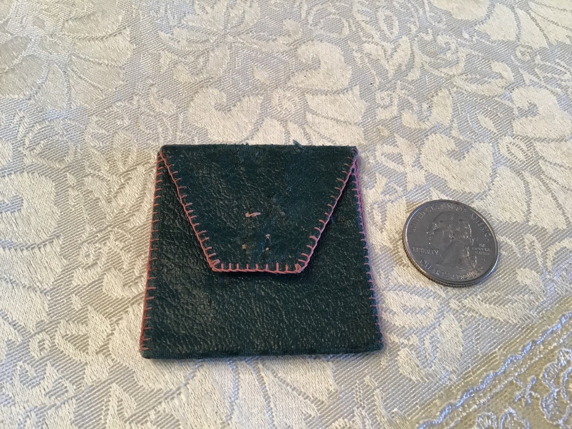 Vintage Leather Sacred Heart Medal Crucifix Oratory Pocket Prayer ...