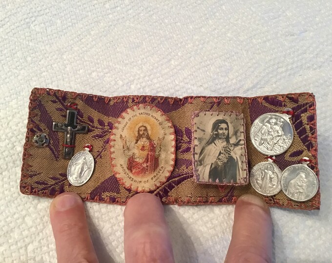 Antique Vintage St. Theresa Medal 3 Medals Sacred Heart Ebony Crucifix ...